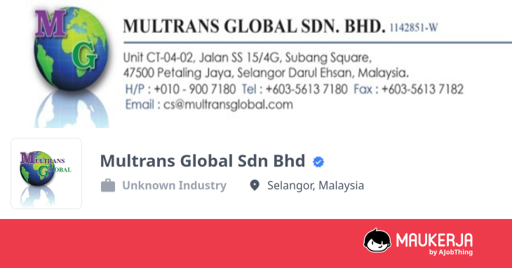 Profil Syarikat Multrans Global Sdn Bhd - Cari Kerja di Maukerja
